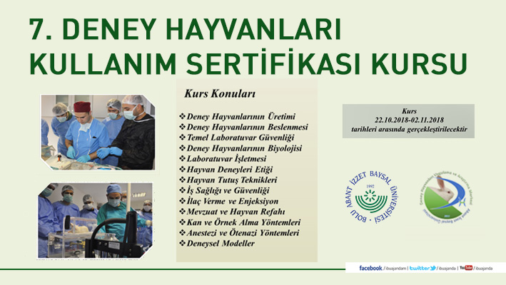 7. Deney Hayvanları Kullanım Sertifikası Kursu - İBÜ/AJANDA
