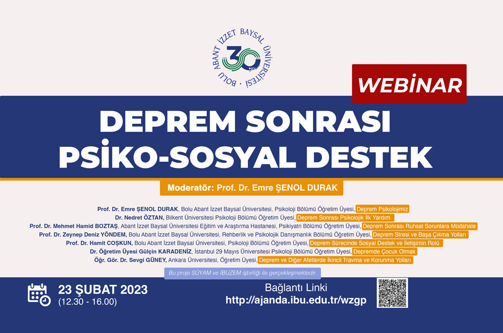 Deprem Sonrası Psiko-Sosyal Destek / Çevrimiçi Eğitim - İBÜ/AJANDA